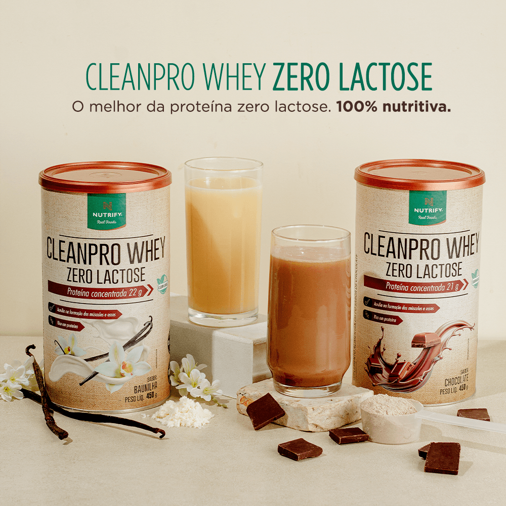 Whey Protein Sem Lactose - Clean Pro Whey Zero Lactose - Nutrify
